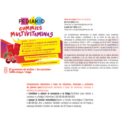 Gummies Multivitaminas - Complemento Alimenticio para Niños - Pediakid